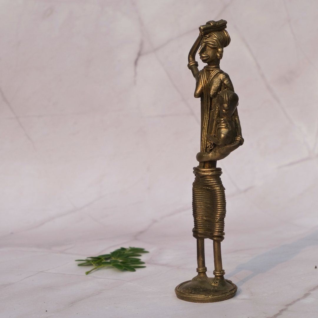 Dhokra Craft Home Decor- Tribal Mother and Child – KalaKart