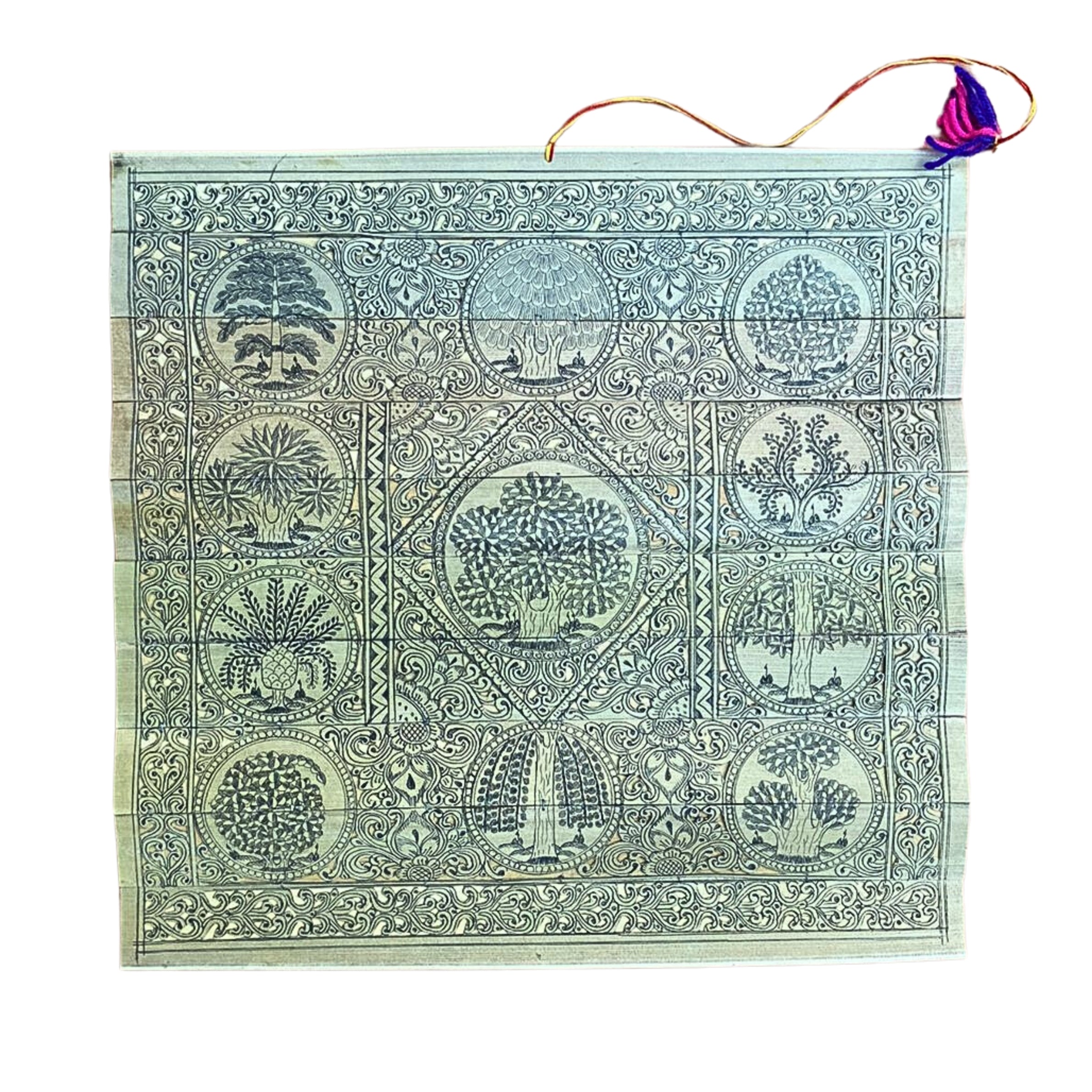 KalaKart Authentic Handmade Palm Leaf Etching Tree of life Wall Hangin