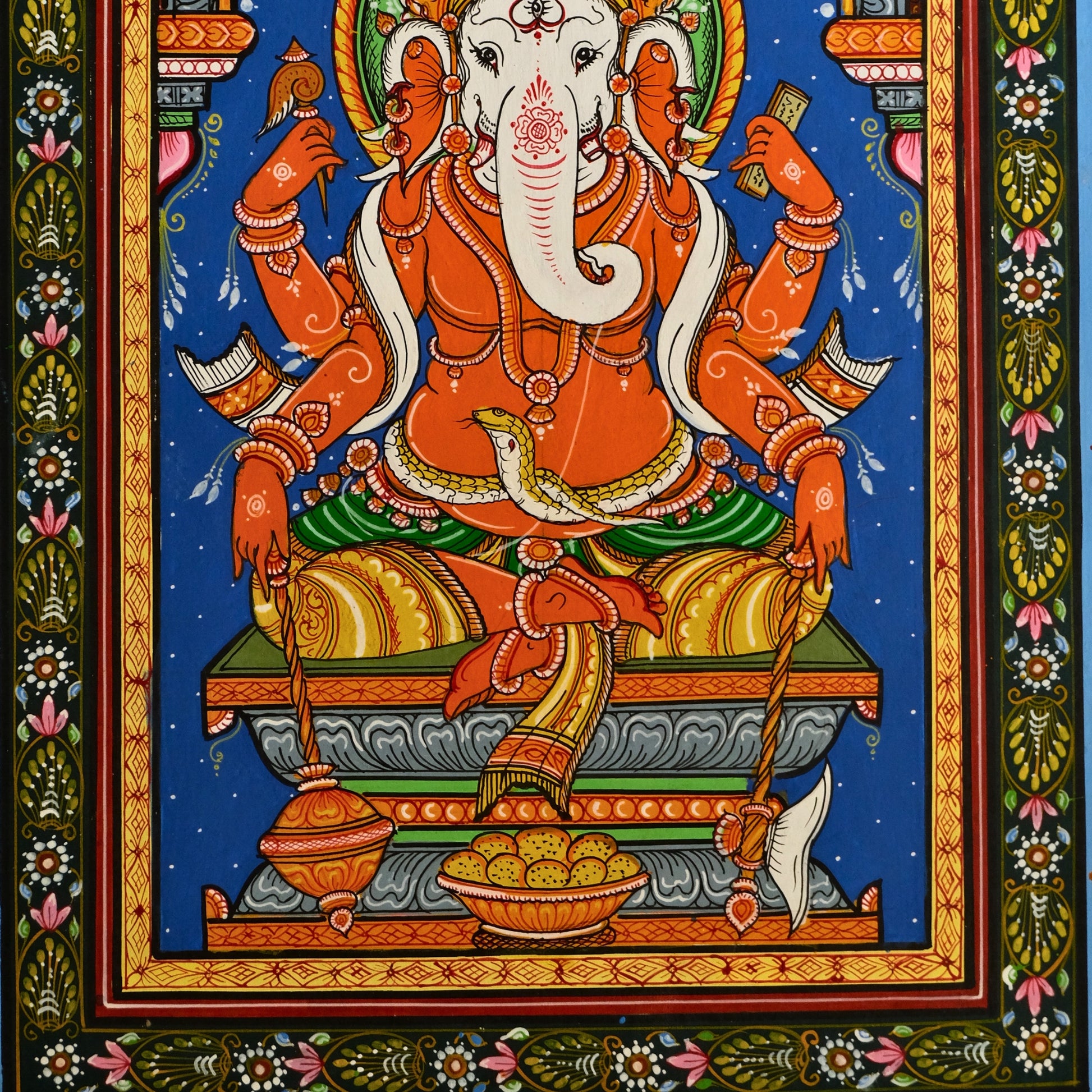 Pattachitra Painting - Sitting Sri Ganesh by Sri Bhaskar Mohapatra ...